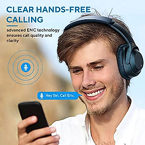 Ankbit Hybrid Active Noise Cancelling Headphones, 90H Playtime Wireless Over-Ear Bluetooth Headphones, Hi-Fi Sound, Clear Calls, Multipoint Connection, Comfort Earpads for Travel/Work