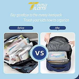 NEW TILAMI Mesh Zipper Pouch Bags - Durable high-Strength Nylon, Premium ABS Zipper - A4 Size Clear Mesh Bags with Zipper File Organization for School,Office,Travel (6 Pack)