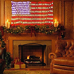 YASENN American Flag String Lights Outdoor 400LED USA Flag Net Lights 8Modes Waterproof Camping Flag LED Flag with Timer for Yard, Garden, Camping, Party, Christmas Decorations(Plug in Power)