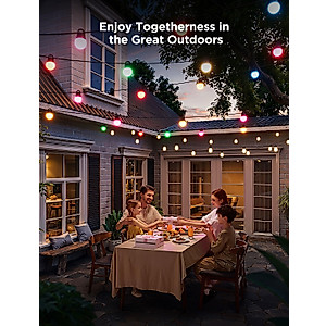 Govee Outdoor String Lights H1, 50ft RGBIC Outdoor Lights with 15 Dimmable Warm White LED Bulbs, Smart Outdoor Lights with 60 Scene Mode, IP65 Waterproof, Work with Alexa for Party, Daily Lighting