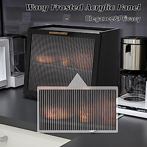 Joyvilla Double Layer Bamboo Bread Box for Kitchen Countertop, Bread Storage Container, Black Bread Box with Window, Large Capacity