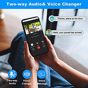 KAMEP Video Doorbell Camera Wireless with Chime,2.4G WiFi Doorbell Camera with Voice Changer,Voice Message,2-Way Audio,Night Vision,PIR Motion Detection,IP66 Waterproof,Compatible with Alexa