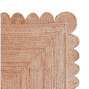 Scallop Pattern Jute Bohemian Area Rug (Natural, 2' x 3')