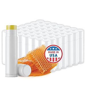 Beekeeper Made Natural Honey Lip Balm Bulk 50 Pack | Blank Filled Lip Balm For Party Favors, Gift Baskets, or Business Branding. For Men, Women, and Children
