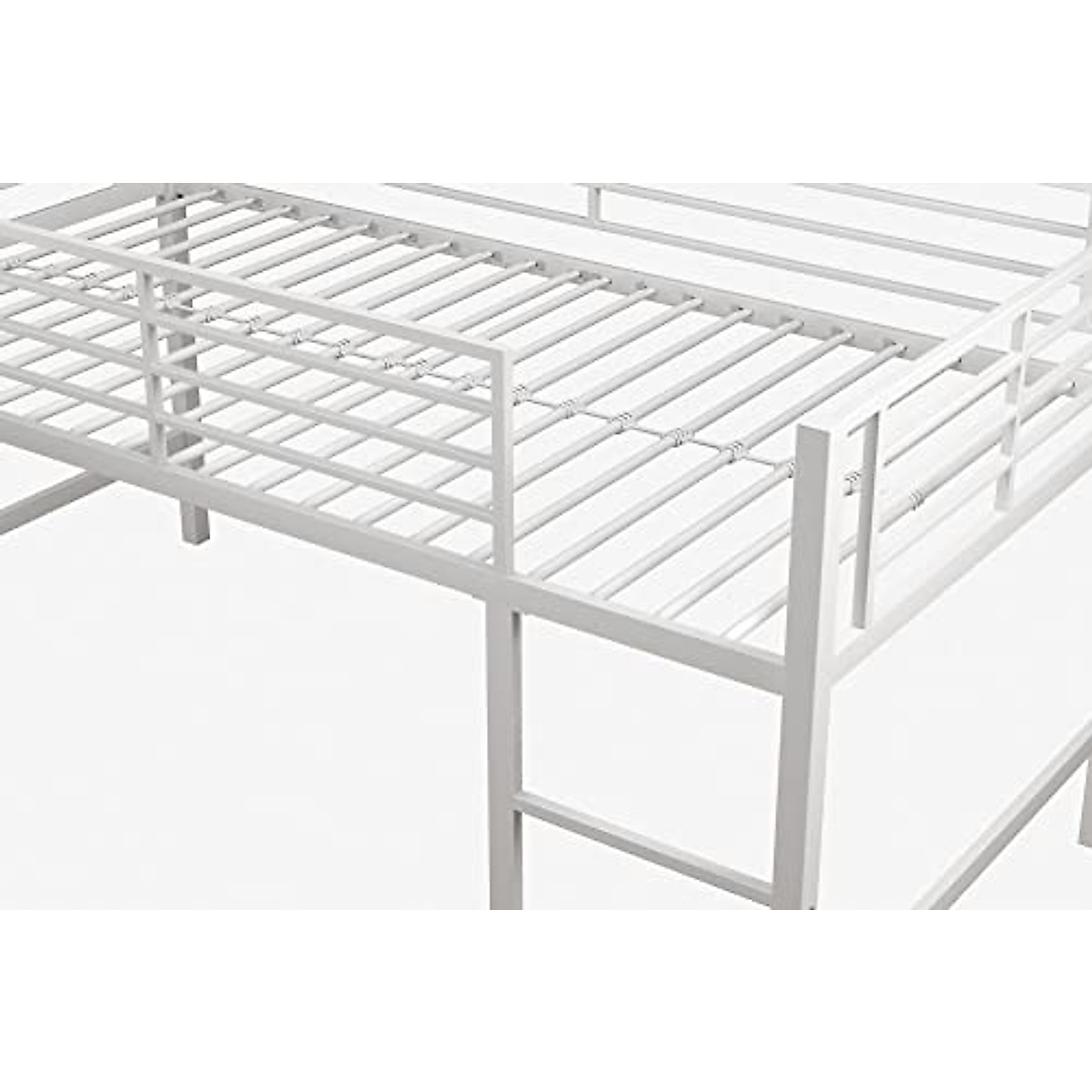DHP Junior Twin Metal Loft Bed with Slide, Multifunctional Design, White with White Slide