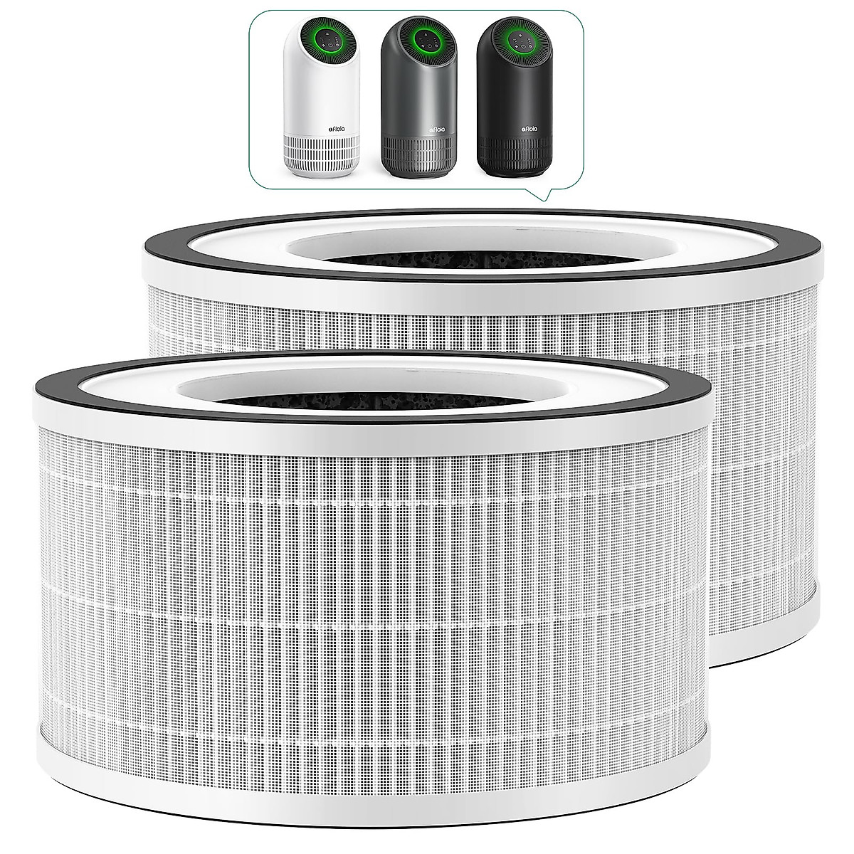 Afloia Air Purifiers for Home Large Room Up to 880 Ft² Fillo White, Efficient Filter Air Cleaner for Home with 2 Pack Air Filter