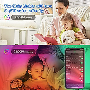 FONEWE 50ft LED Lights for Bedroom Music Sync LED Light Strips Color Changing Lights for Bedroom LED Strip Lights with APP and Remote Control