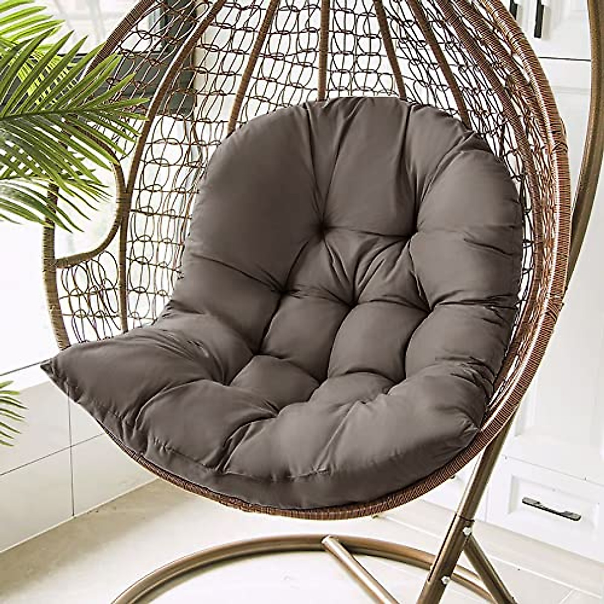 Hanging Basket Hanging Egg Chair Cushions,Indoor/Outdoor Swing Chair Cushion,Waterproof Soft Comfy Hammock Chair Seat Pads Back Cushion,Basket Chair Cushion for Patio Garden (Dark Grey)