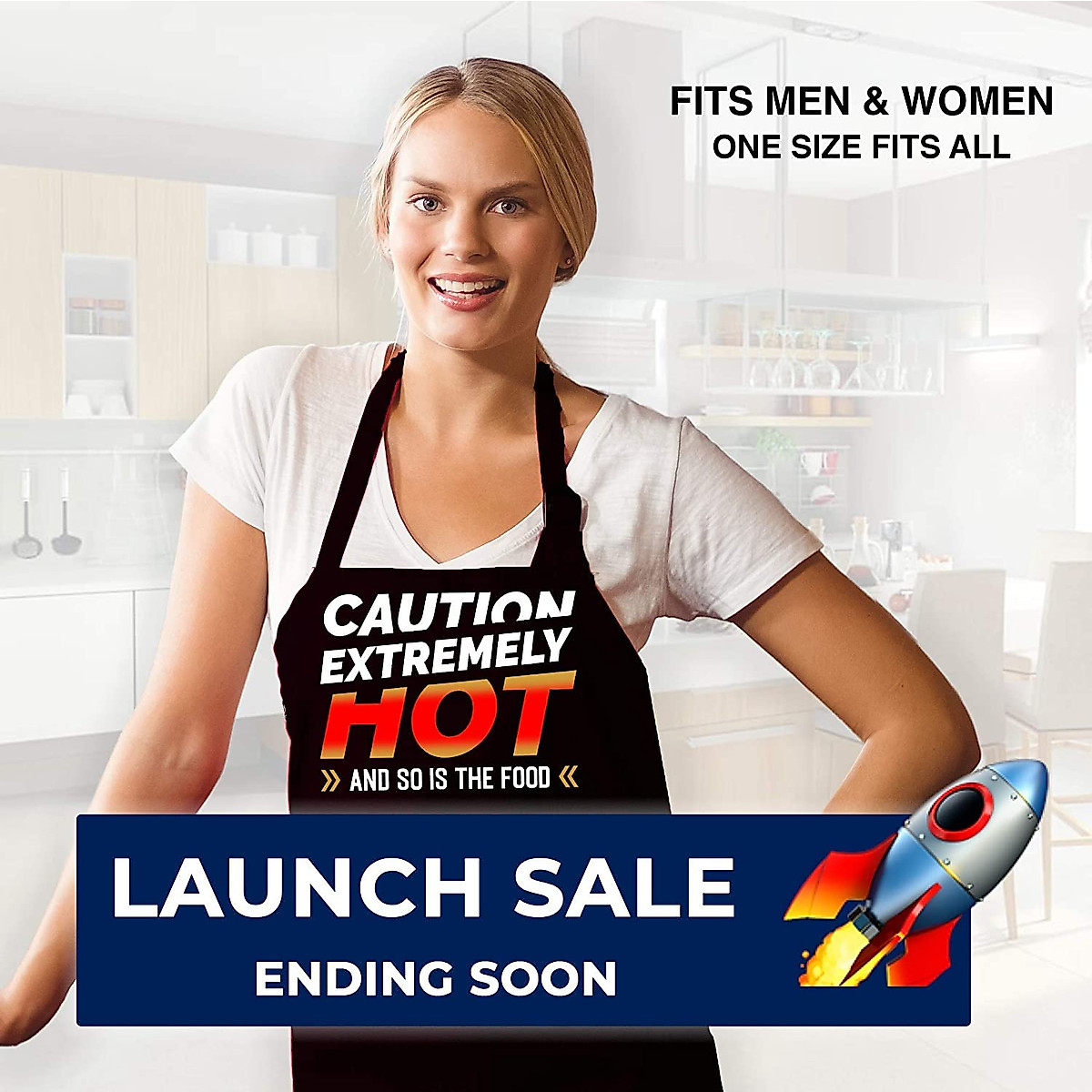 Inovare Designs' Fun Chef Apron - Perfect for Grilling, Cooking, BBQ - Unisex Design - Includes Meat Thermometer - Ideal Kitchen Gift