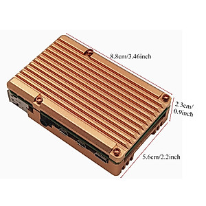 Raspberry Pi 4 Armor Case, Raspberry Pi 4 Computer Model B Aluminum Alloy Passive Cooling Case Compatible with Raspberry Pi 4 Model B (Gold)