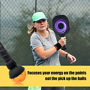 Pickleball Ball Retriever, Silicone Pickleball Ball Accessory to Pick Up Balls Without Bending Over, Fits All Standard Paddles & Easy Instal Attaches to Pickleball Paddles Bottom Black, Pack of 2