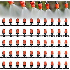 Drip Irrigation Emitters for Greenhouse Nersuries: 50 Pcs Three-Way 1/4 inch Adjustable Irrigation Drippers for Gardener - Plant Lovers Landscapers Floral Designers Water Saver
