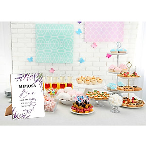 Lavender Purple Bridal Shower Mimosa Bar Sign, Table Decor Bridal Shower Sign, Pack of 1 Wooden Tabletop Sign with Stand, Bridal Shower Decorations, Wedding Shower Supplies - XG06