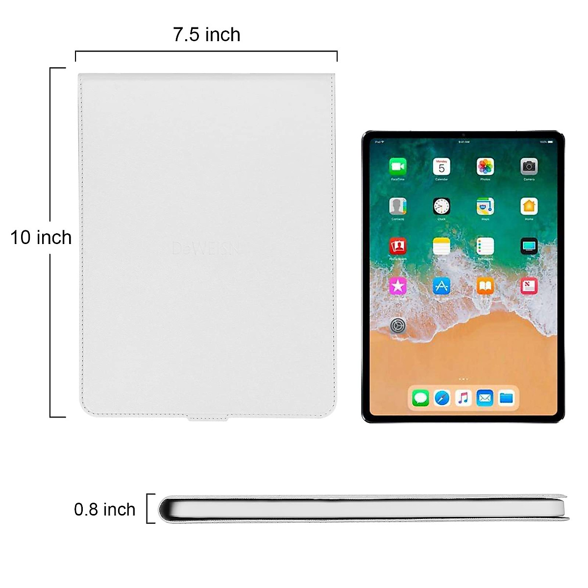 deweisn Folding Compact Lighted Makeup Mirror with 3 Colors Light,Rechargable 2000mA Batteries Mirror with Dimming,Lighted Mirror with PU Cover Leather