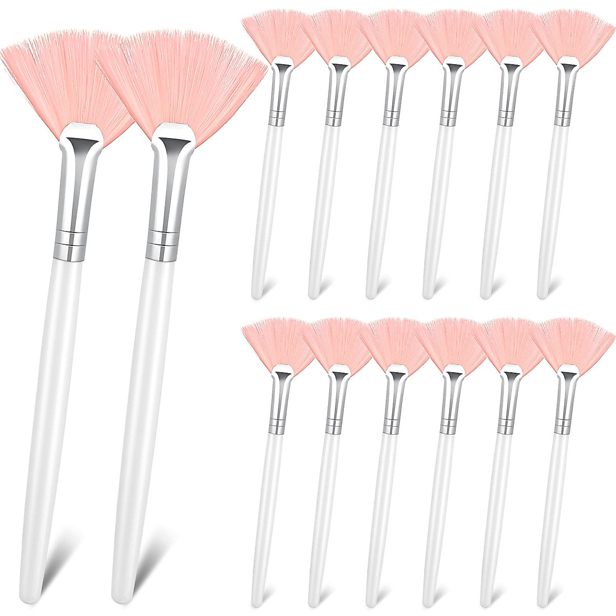 Patelai 14 Pieces Fan Brushes Applicator, Mask Brushes for Facial Makeup Tools for Face Cosmetic(Pink)