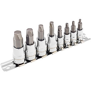 Powerbuilt 240094 8 Piece Zeon Metric Hex Bit Socket Set - with use for Damaged Fasteners, Standard, Rusted, Rounded Bolts, Size from 3mm to 10mm