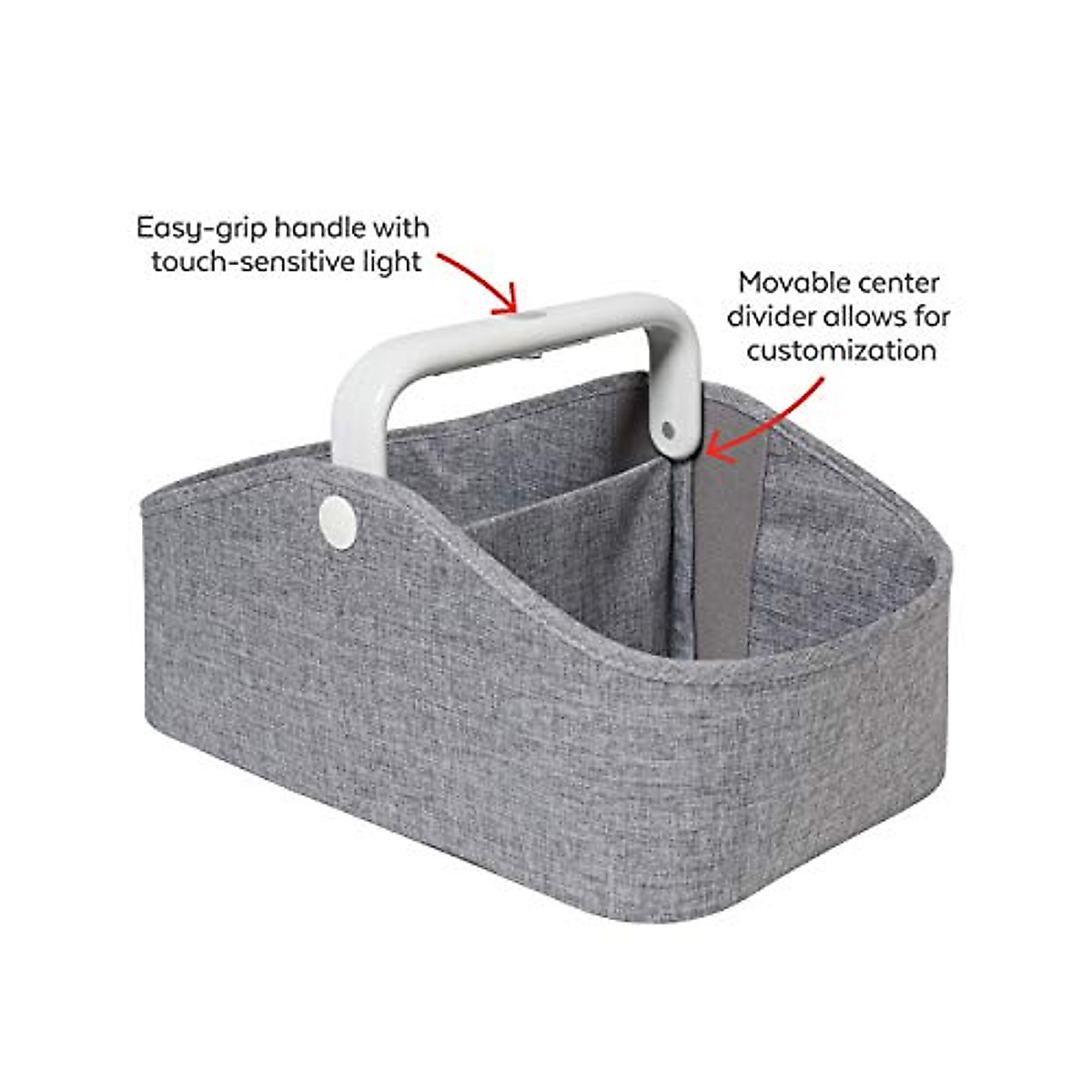 Skip Hop Diaper Caddy Organizer with Touch Sensor Night Light, Nursery Style, Heather Grey