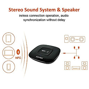 Esinkin Bluetooth Receiver Wireless Audio Adapter 4.0（NFC-Enabled） for HD Music Stereo Sound System