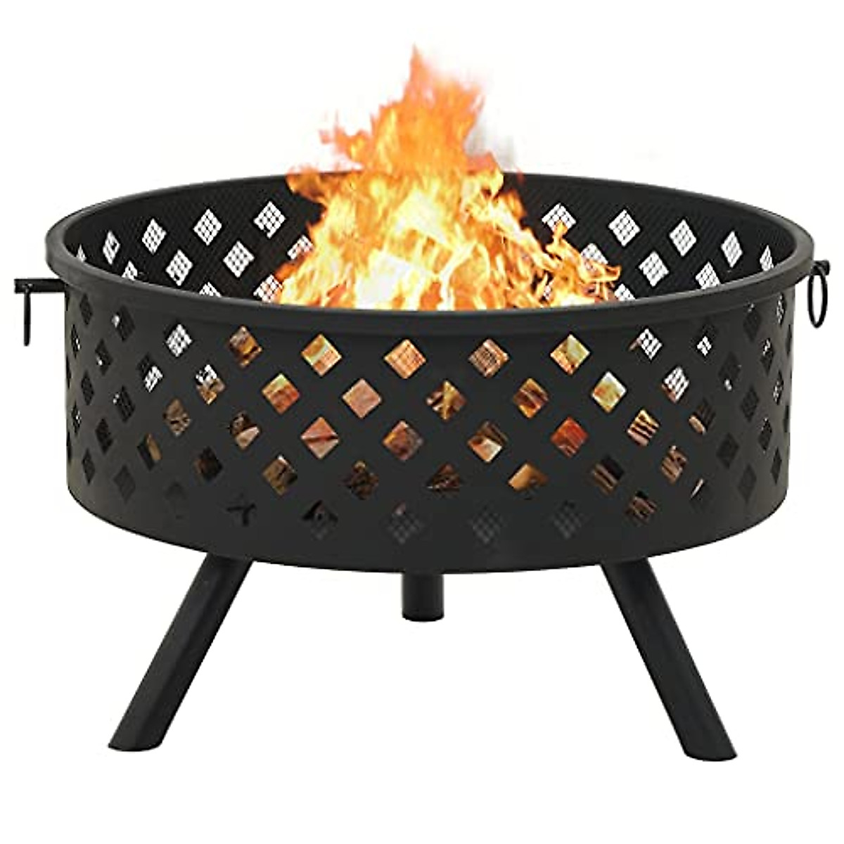 Outdoor Fire Pit Large Wood Burning Patio Backyard Firepit for Outside, for Camping Picnic Bonfire Garden Beaches Park, with Poker 26.8 "
