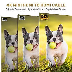 Tobysome Camera Mini HDMI to HDMI Cable Cord Wire Compatible with Nikon D7100/D6/D5/D850/D810A Sony HDR-XR500 Canon EOS RP/D80/90D/80D Cameras, High Speed 4K 60Hz HDMI 2.0 Cable, 4.9FT