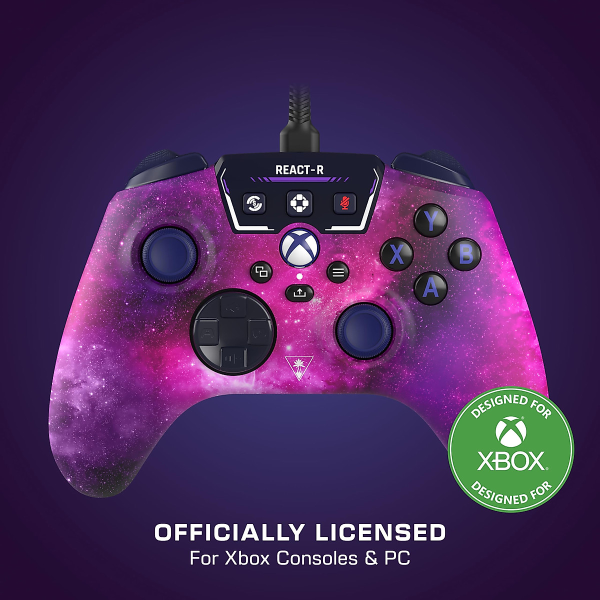 Turtle Beach REACT-R Wired Game Controller – Officially Licensed for Xbox Series X & S, Xbox One, and Windows 10|11 PC’s – Nebula