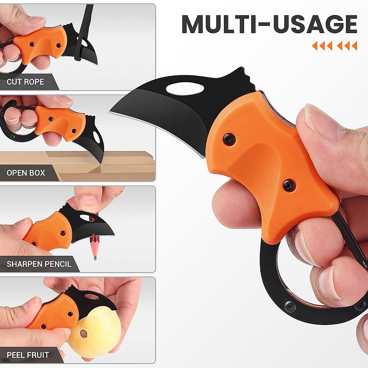 FUNBRO Small Pocket Knife for Men, Cool Folding Knife Box Cutter with 1.34inch Sharp Blade, Mini EDC Knives for Everyday Carry, Great Gift for Men (Orange)