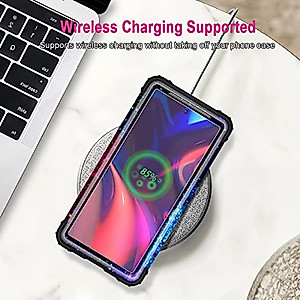 Miqala for Google Pixel 7 Case,[2 Pack Tempered Screen Protector+2 Pack Camera Lens Protector] Shiny in The Dark Three Layer Shockproof Hard Plastic +Soft Silicone Case for Google Pixel 7,Blue Sky