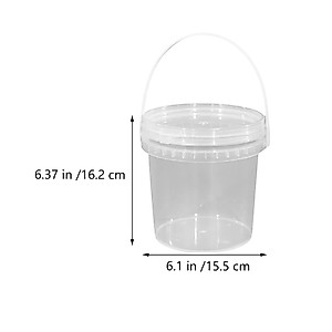 DOITOOL 2Pack Clear Plastic Bucket with Lid and Handle (1L) Ice Cream Tub with Lids, Food Grade Round Plastic Pail Container with Lid, Freezer Food Storage Containers