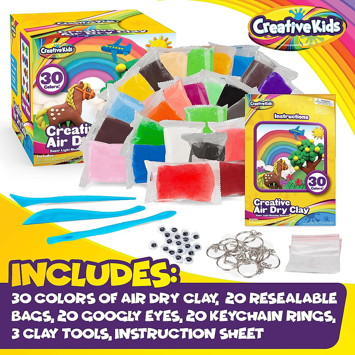 KIDDY DOUGH 2 in 1 Arts & Crafts Kit Set for Kids – 120 Pack of Dough + Dough Tools - Party Favor Birthday Holiday Arts Crafts Activities Gifts Toys for Kids Boys Girls Age 4+