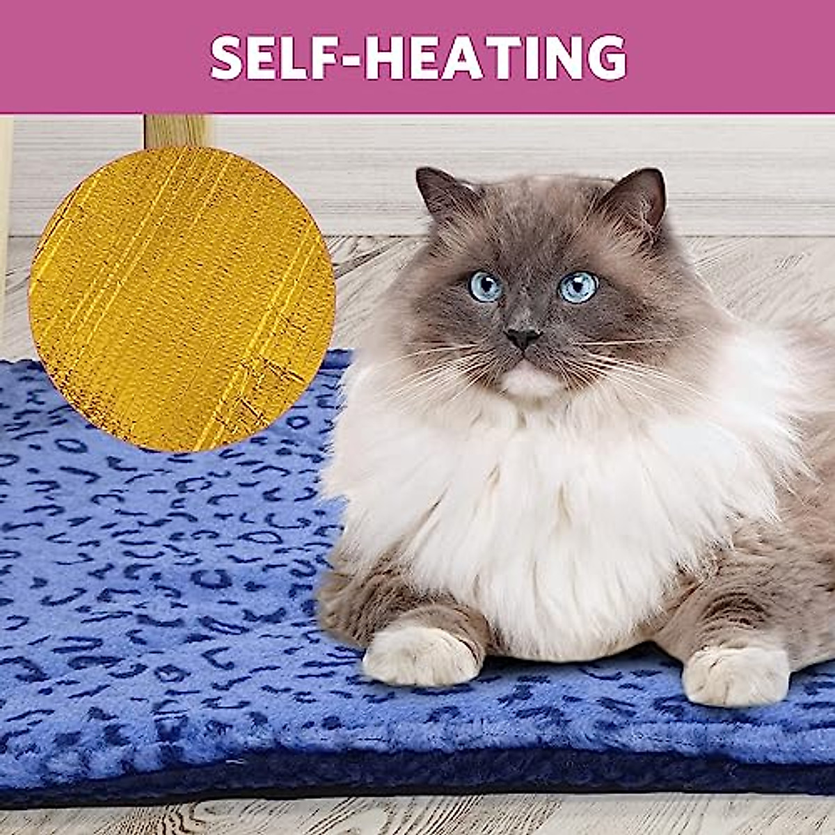 MARUNDA Self-Warming Cat Bed,Super Soft Dog Bed Crate Bed Blanket, Self Heating Cat Pad, Thermal Cat and Dog Warming Bed Mat. (Self-Warming, S - 22" * 15")