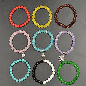 AIFNIY 570PCS Glass Beads for Jewelry Making 8mm Turquoise 24 Colors Crystal Beads Bracelet Making Kit Loose Round Gemstone Stone Spacer Chakra Energy Healing Beads Bulk DIY Crafts (Kit A)