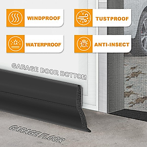 Universal Garage Door Threshold Seals Bottom Rubber Replacement, weatherproofing Garage Door Weather Stripping with Nails (10ft)