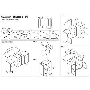 DERMALOGIC Glasglow I Reception Desk with Glass Top, Office Restaurant Beauty Salon Furniture, White 50" L x 19" W