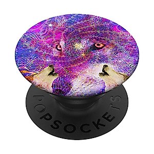 EDM Trippy Wolf Rave - Space Wolves PopSockets Swappable PopGrip