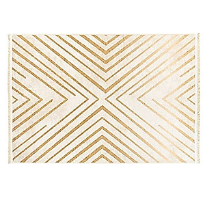 Alfa Rich Rugs, 5x7 Area Rug, Cream - Gold Rug, Non-Slip, Soft, Machine Washable, Living Room Rugs