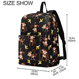 ZzWwR Cute Monkey Banana Large Portable Laptop Backpack,Durable Travel Bag for Men Women School Bookbag Work Fit 16.5 Inch Notebook