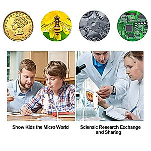 Digital Microscope USB Microscope 1080P 50-1000X Magnification Handheld Portable Microscope Camera with 8 Lights, Stand for iPhone/Android/iOS/PC, Tablet (White)