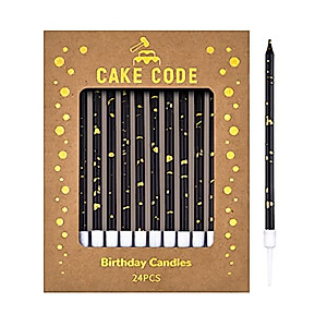 CAKE CODE 24-Count Long Thin Birthday Candles, Cake Candles, Birthday Parties, Wedding Decorations, Party Candles