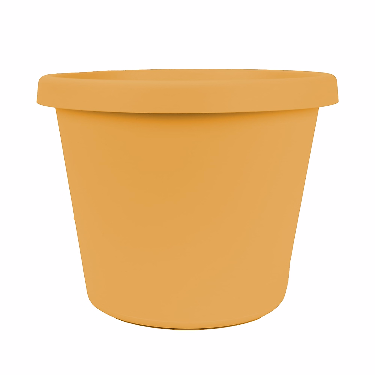 The HC Companies 12 Inch Round Prima Planter - Plastic Plant Pot with Rolled Rim for Indoor Outdoor Plants Flowers Herbs, Honey