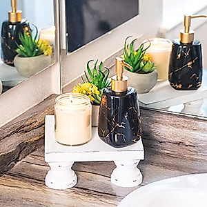 Decorative Riser Pedestal display stand, Display bathroom and home décor, risers for display of farmhouse kitchen decor, wood riser tray (White Feet)