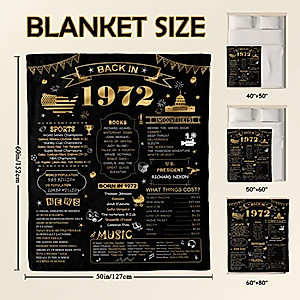 51th Birthday Gifts for Women Blanket, Gifts for 51 Year Old, 51 Years Old Birthday Gift for Women Or Men, Valentine's Day Gifts Back in 1972 51th Anniversary Wedding Gift Throw Blanket 60”x50”