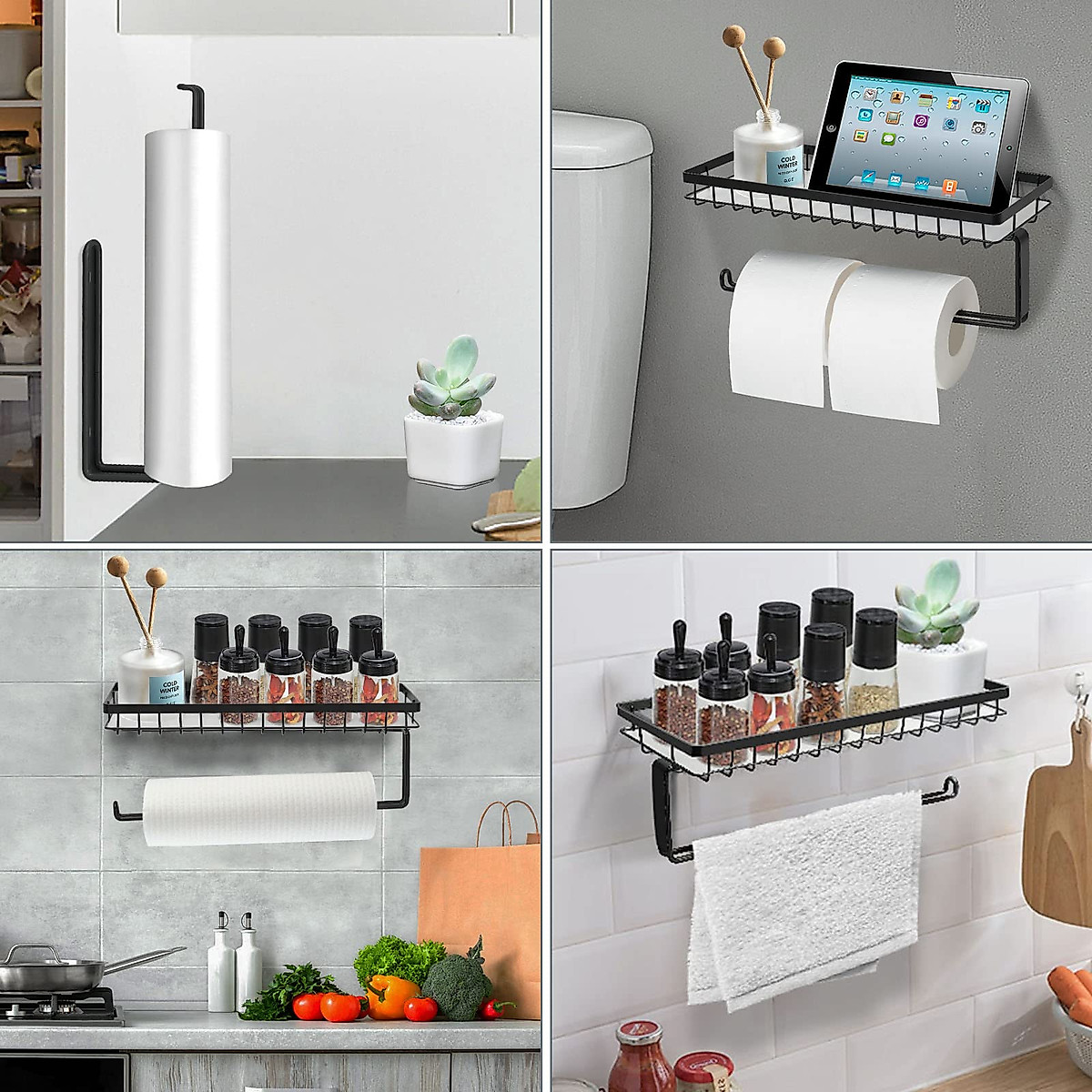 LKKL Paper Towel Holder Countertop, One Hand Tear Kitchen Paper Towel Holder Stand with Sturdy Weighted Base, Standing Paper Towel Roll Holder for Kitchen Bathroom Laundry, Stainless Steel Nickel