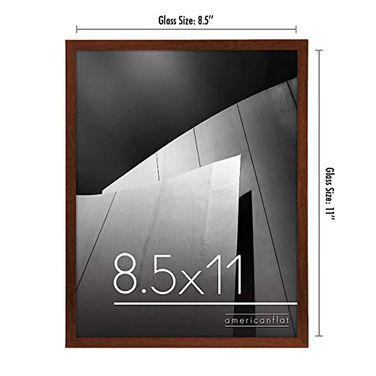 Americanflat 8.5x11 Picture Frame in Mahogany - Thin Border Photo Frame with Shatter Resistant Glass - Horizontal and Vertical Formats for Wall and Tabletop