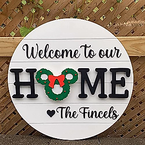 Yealise Door Decoration Welcome Sign Replaceable Festive Funny Cartoon Pattern Seasonal Hanging Ornament