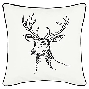 Eddie Bauer Home Throw Pillow with Zipper Closure, Perfect Home Decor for Bed or Sofa, 20" x 20", Morning Stag Black/White