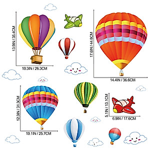 Amaonm Removable Creative 3D Hot air Balloon Aircraft and Smile Clouds Wall Decals Kids Room Wall Decorations Art Decor Stickers Nursery Decor 3D Art Decal Bedroom Bathroom Sticker