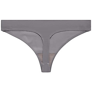 Reebok Women's Thong Underwear - 3 Pack or 6 Pack Performance Stretch Sexy Seamless Thong Panties for Women (Sizes: S-XL), Size X-Large, Black/Rose Dust/Grey - 3pk