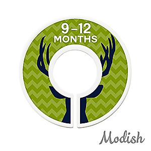 Modish Labels Baby Clothes Size Dividers, Baby Closet Organizers, Size Dividers, Baby Closet Organizers, Closet Dividers, Clothes Organizer, Nursery, Boy, Woodland, Deer, Navy, Green, Gray (Baby)