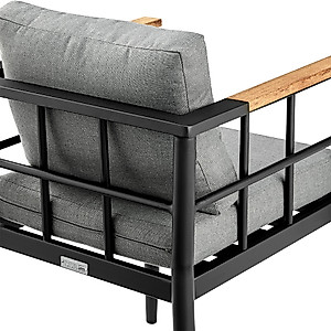 Armen Living Beowulf Modern Outdoor Patio Dining Chair, Set of 2, Black