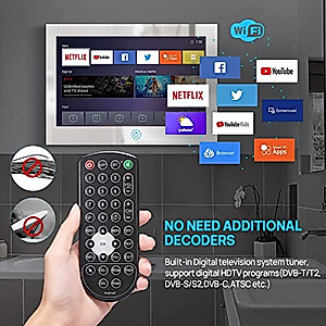 Haocrown 15.6 Inch Small Waterproof TV for Bathroom Showe Kitcken, Smart Touch Screen Mirror Television Built-in Android 11 System 2.4G/5G Wi-Fi Bluetooth (HG156BM, 2023)